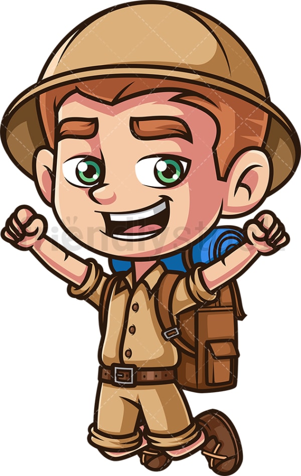 Kid Explorer With Map Cartoon Clipart Vector - FriendlyStock