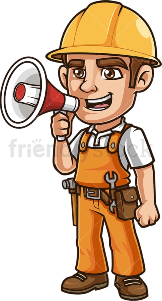 Construction Worker Digging Hole Cartoon Clipart Vector - FriendlyStock