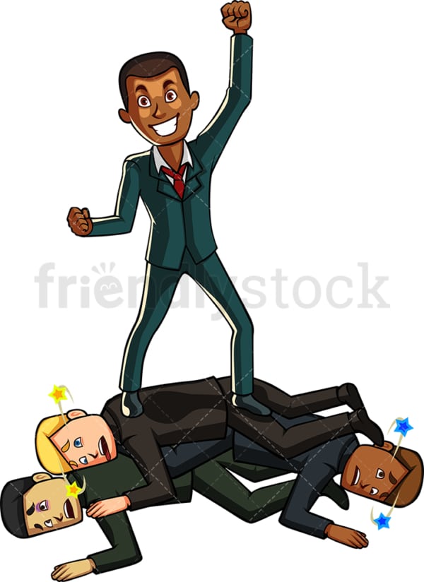 Black Businessman Trying To Break Wall Cartoon Vector Clipart ...