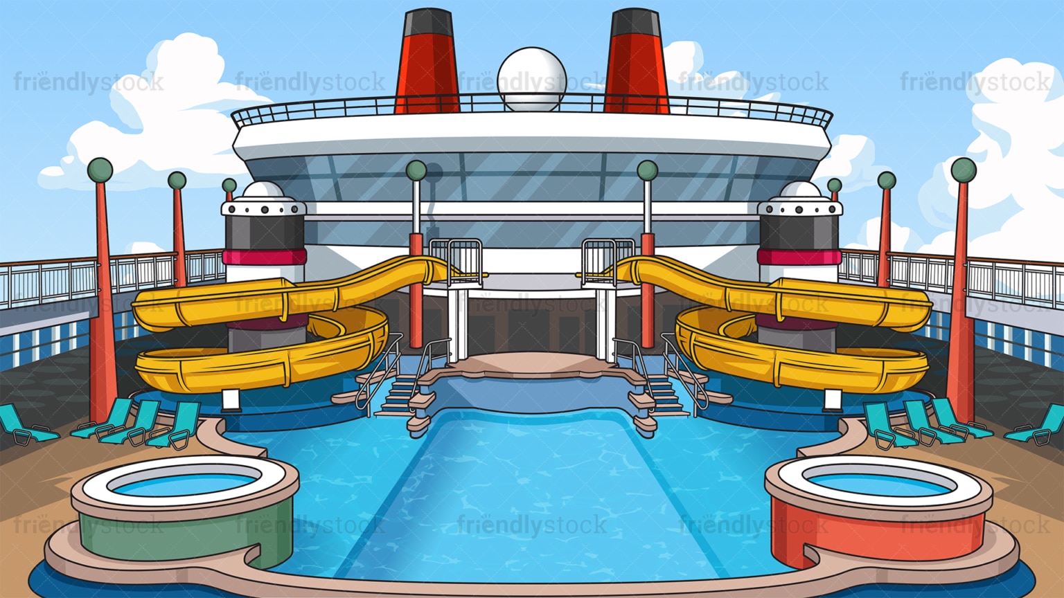 Cruise Ship Deck Background Cartoon Vector Clipart - FriendlyStock