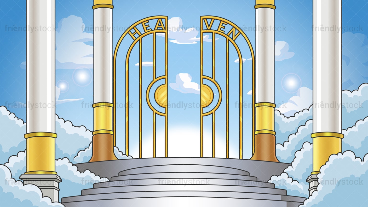 Entrance Into Heaven Background Cartoon Vector Clipart - FriendlyStock