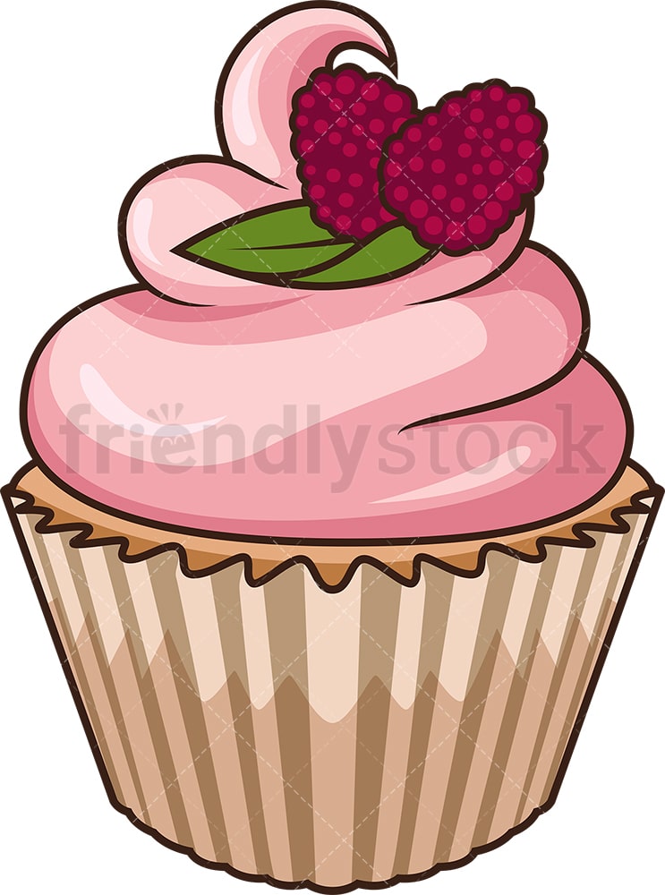 Strawberry Cupcake Cartoon Vector Clipart - FriendlyStock