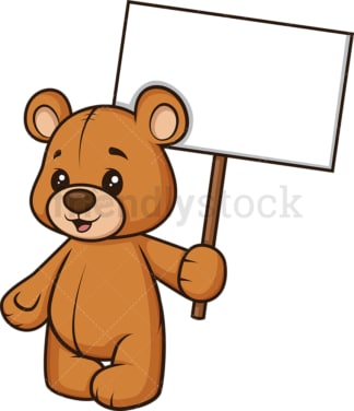Teddy Bear Holding Blank Sign Cartoon Clipart Vector - FriendlyStock