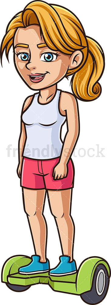 Cool Girl Riding Hoverboard Cartoon Clipart Vector - FriendlyStock