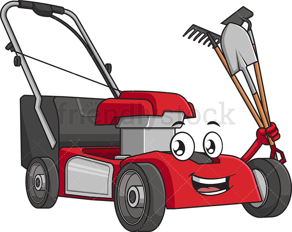 Cartoon Lawn Mower Character Clipart Vector Collection - FriendlyStock