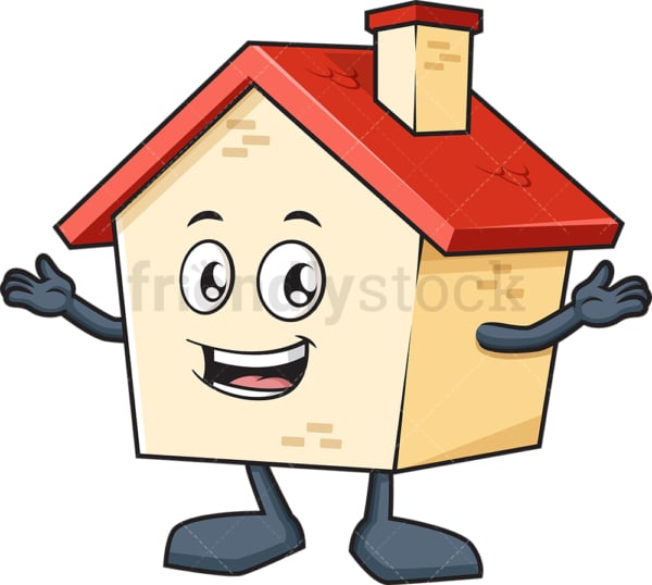 House Mascot Holding Blank Sign Cartoon Clipart Vector - FriendlyStock