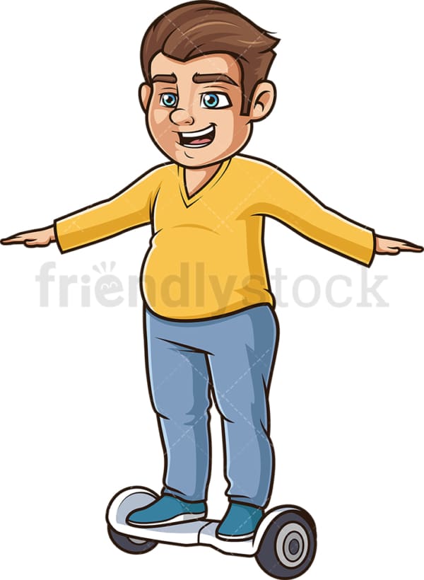 Cheerful Man On Hoverboard Cartoon Clipart Vector - FriendlyStock
