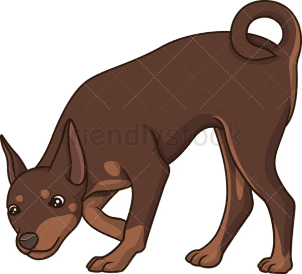 Mini Pinscher Lying Down Cartoon Clipart Vector - FriendlyStock