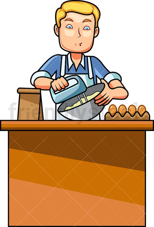 Caucasian Man Making Spaghetti Cartoon Vector Clipart - FriendlyStock