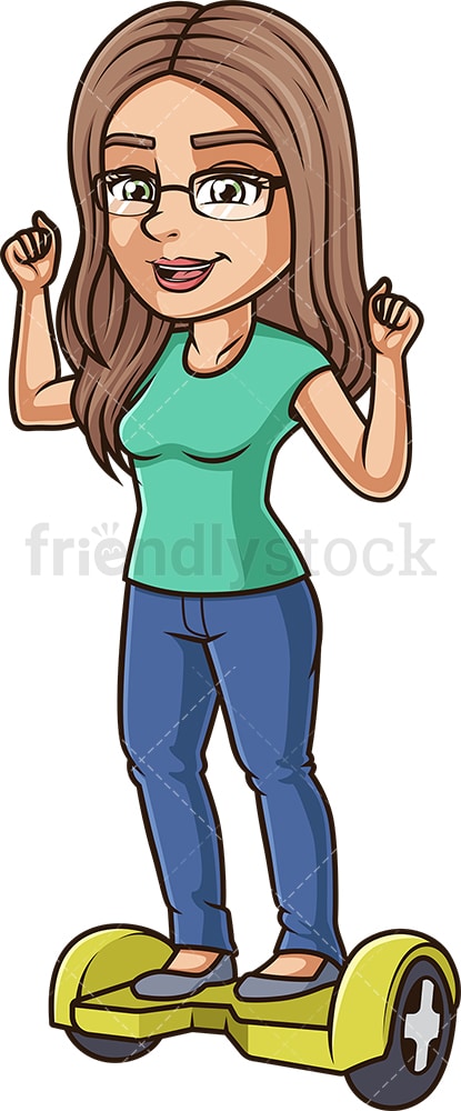 Cool Girl Riding Hoverboard Cartoon Clipart Vector - FriendlyStock