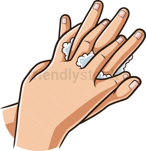 Handwashing Palm To Palm Cartoon Clipart Vector - FriendlyStock