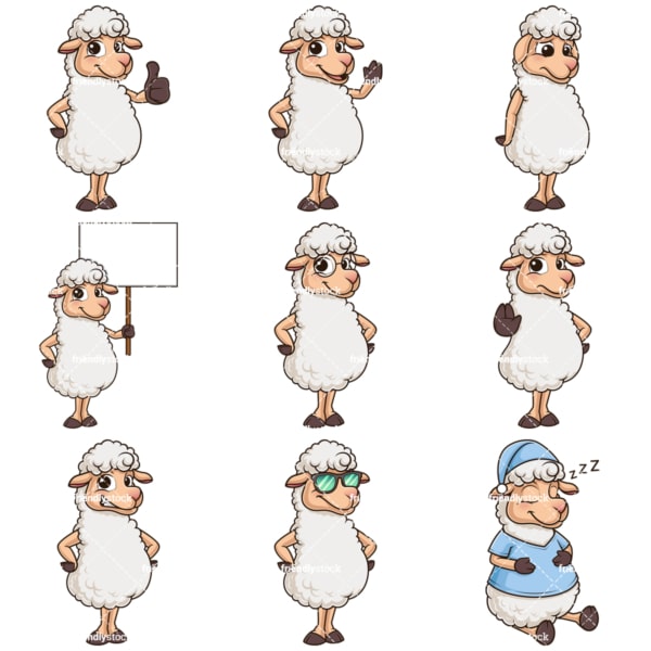 Cute Sheep With Glasses Cartoon Clipart Vector - FriendlyStock