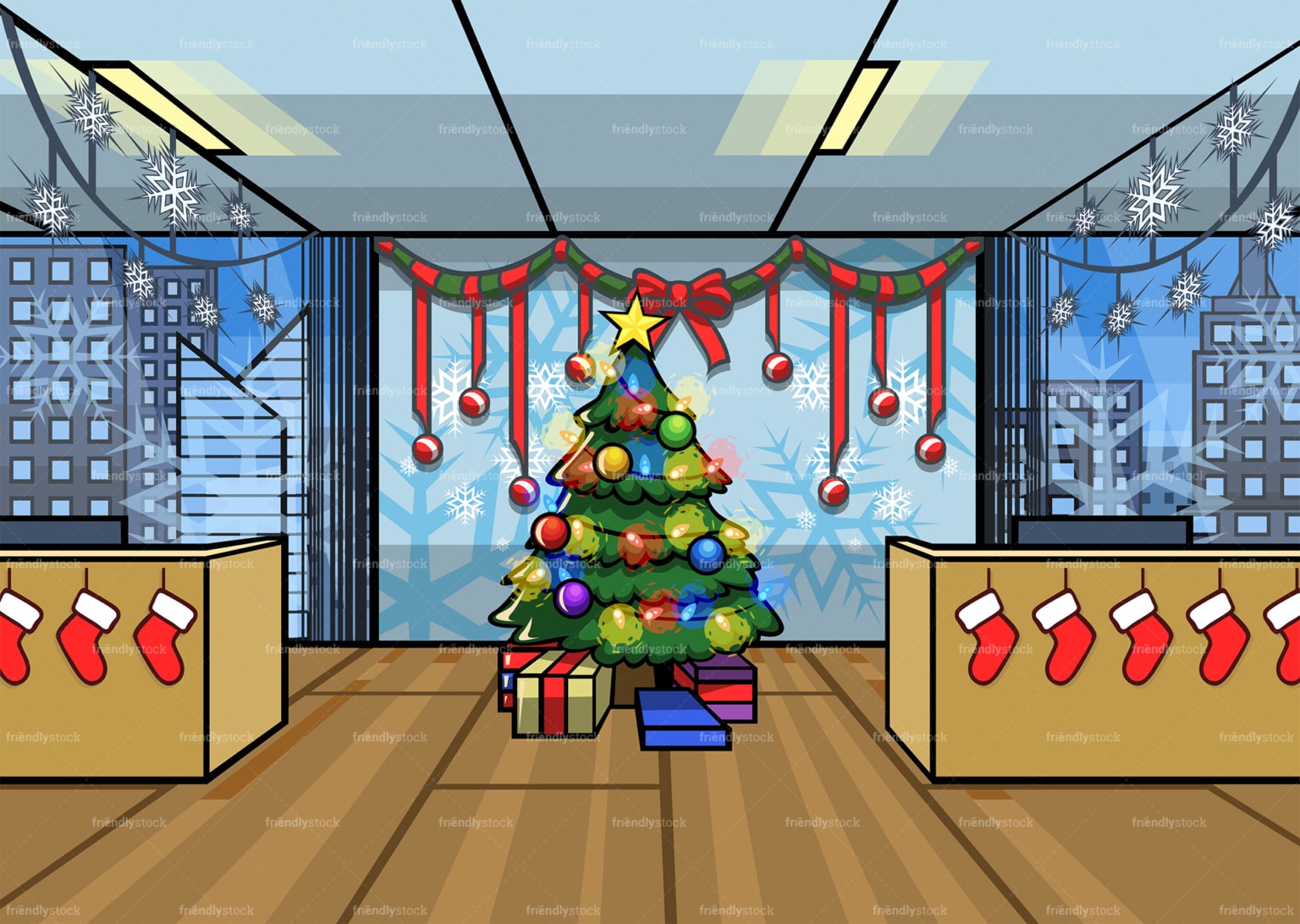 Winter Frozen Lake Background Cartoon Vector - FriendlyStock