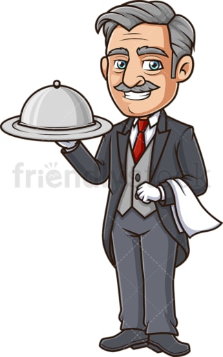 Butler Bowing Cartoon Clipart Vector - FriendlyStock