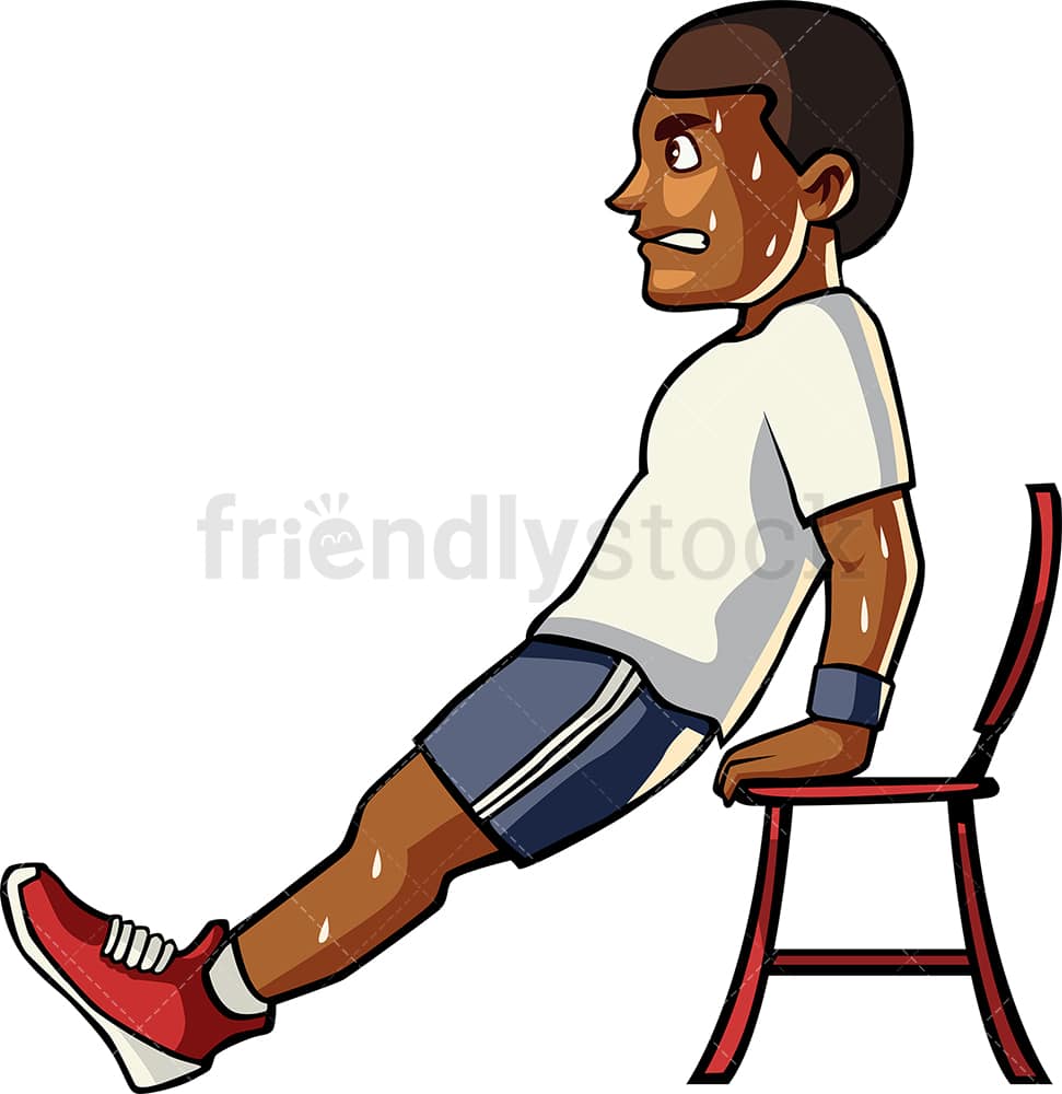 Black Man Doing Squats Cartoon Vector Clipart - FriendlyStock