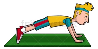 Young Man Doing Push Ups Cartoon Vector Clipart - FriendlyStock