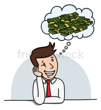 Businessman Dreaming About Money Cartoon Clipart Vector - FriendlyStock