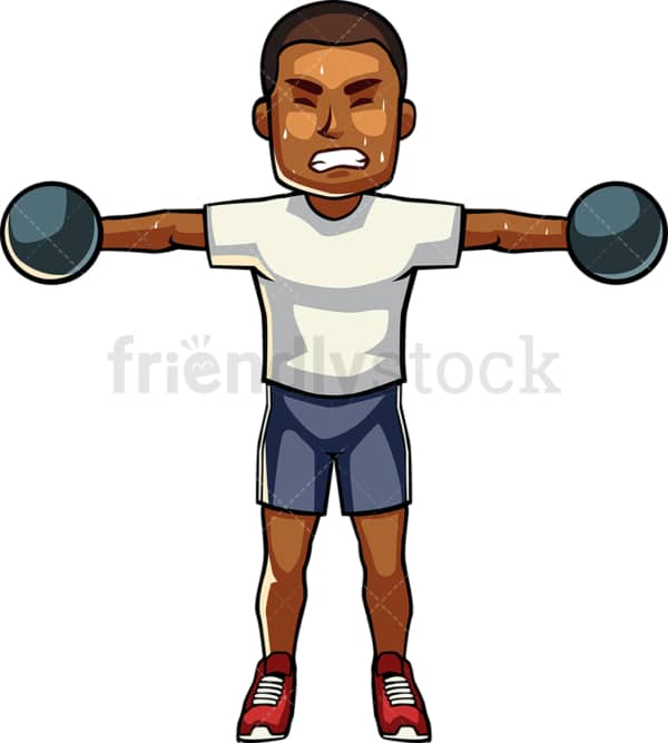 Black Man Doing Crunches Cartoon Vector Clipart - FriendlyStock