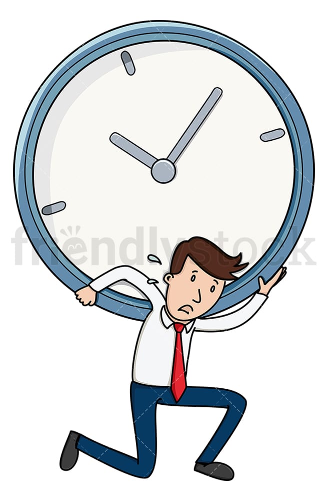 Business Man Trying To Make Deadline Cartoon Vector Clipart - FriendlyStock