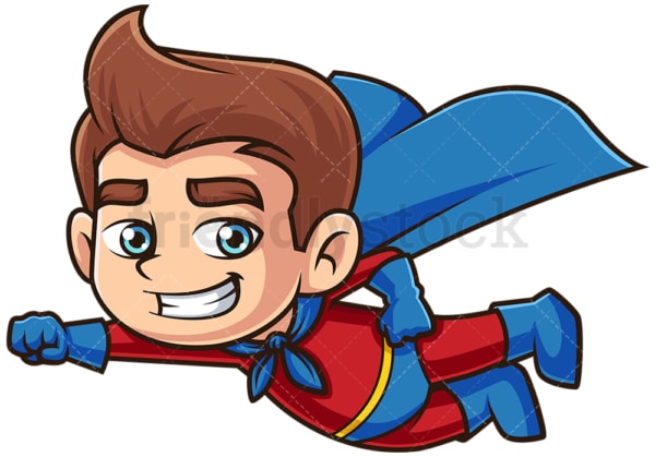 Scared Superhero Kid Cartoon Clipart Vector - FriendlyStock
