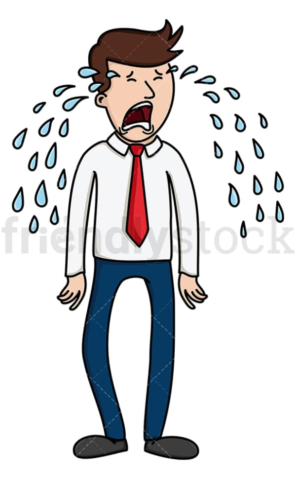 Crying Businessman Cartoon Vector Clipart - FriendlyStock