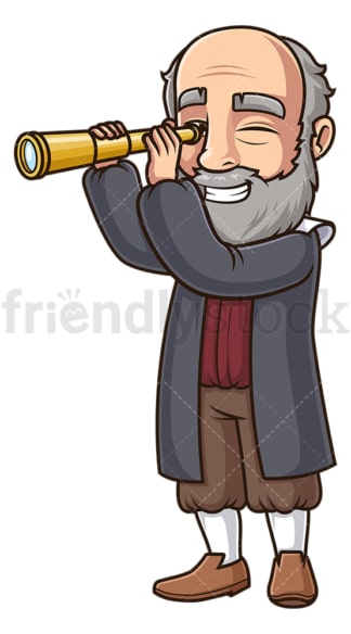 Galileo Galilei Holding The Sector Cartoon Clipart Vector - FriendlyStock