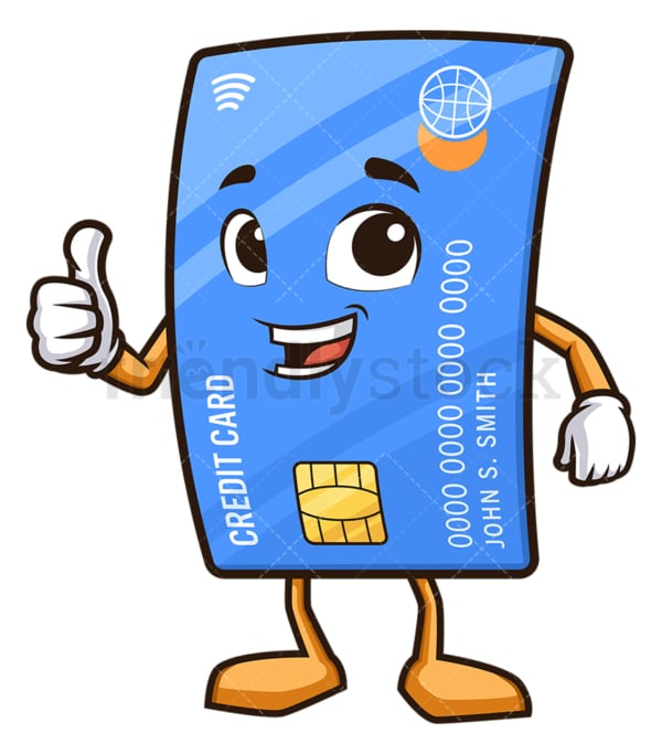 Friendly Debit Card Waving Cartoon Clipart Vector - FriendlyStock