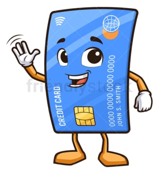 Friendly Debit Card Waving Cartoon Clipart Vector - FriendlyStock