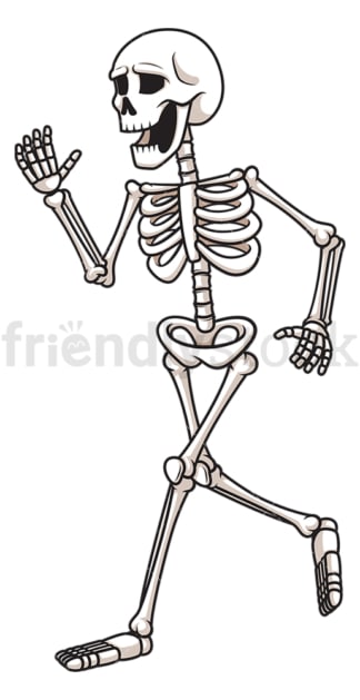 Happy Human Skeleton Cartoon Clipart Vector - FriendlyStock
