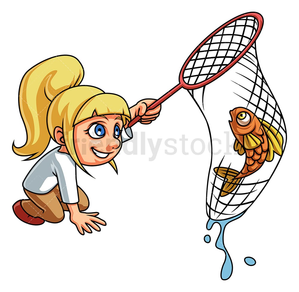 Little Girl Swimming Cartoon Clipart Vector - FriendlyStock
