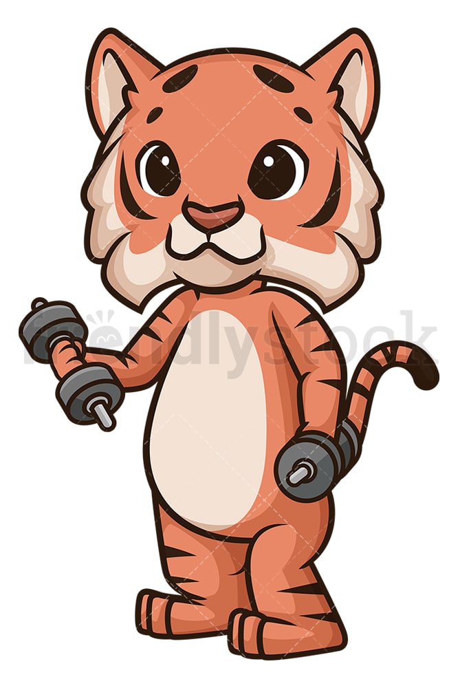 Lion Working Out Cartoon Clipart Vector - FriendlyStock
