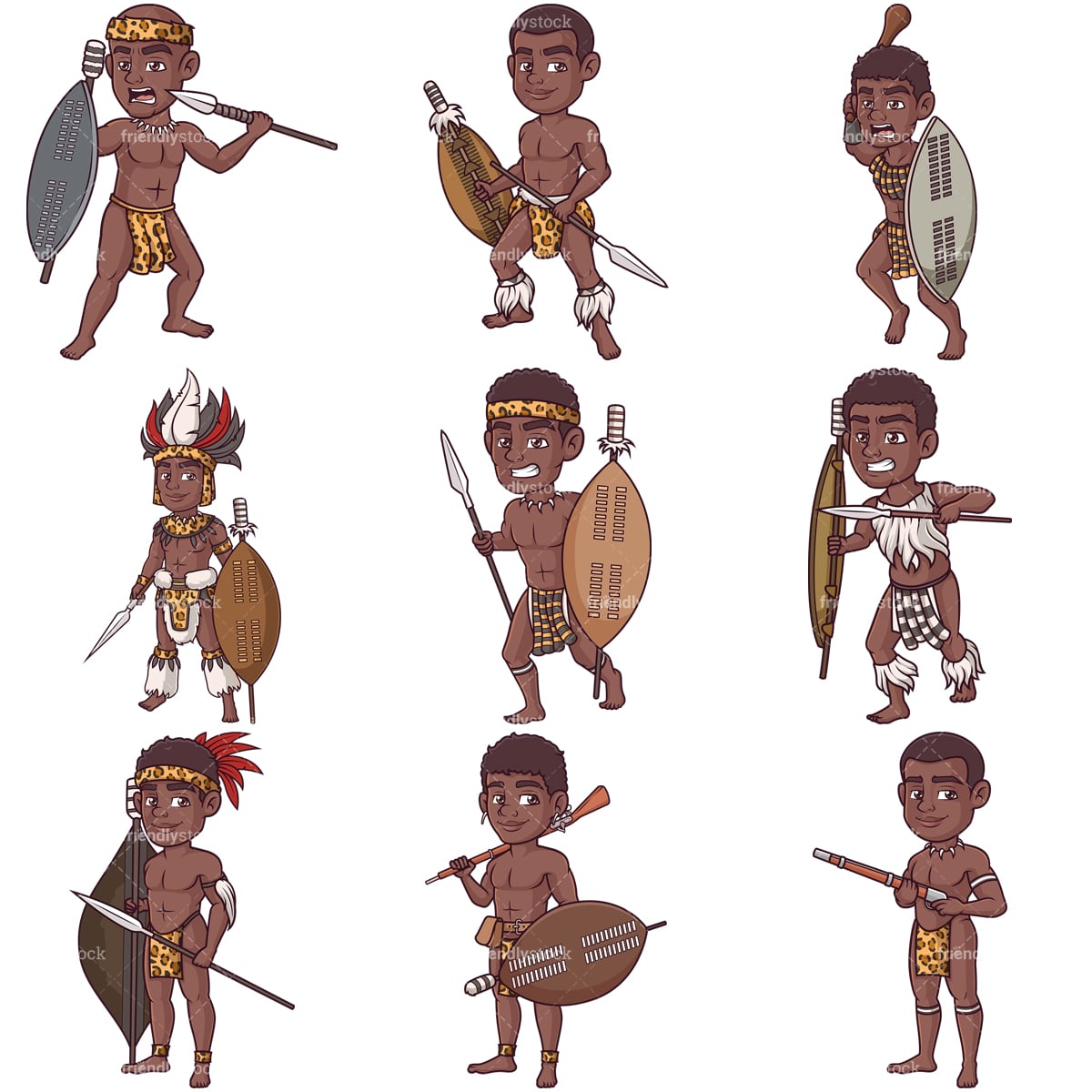 King Shaka Zulu Cartoon Clipart Vector - FriendlyStock