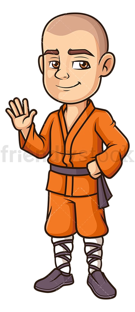 Shaolin Monk Greeting Cartoon Clipart Vector - FriendlyStock