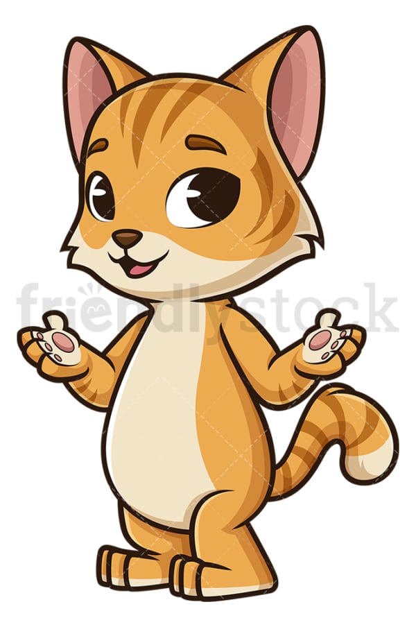 Friendly Cat Presenting Cartoon Clipart Vector - FriendlyStock