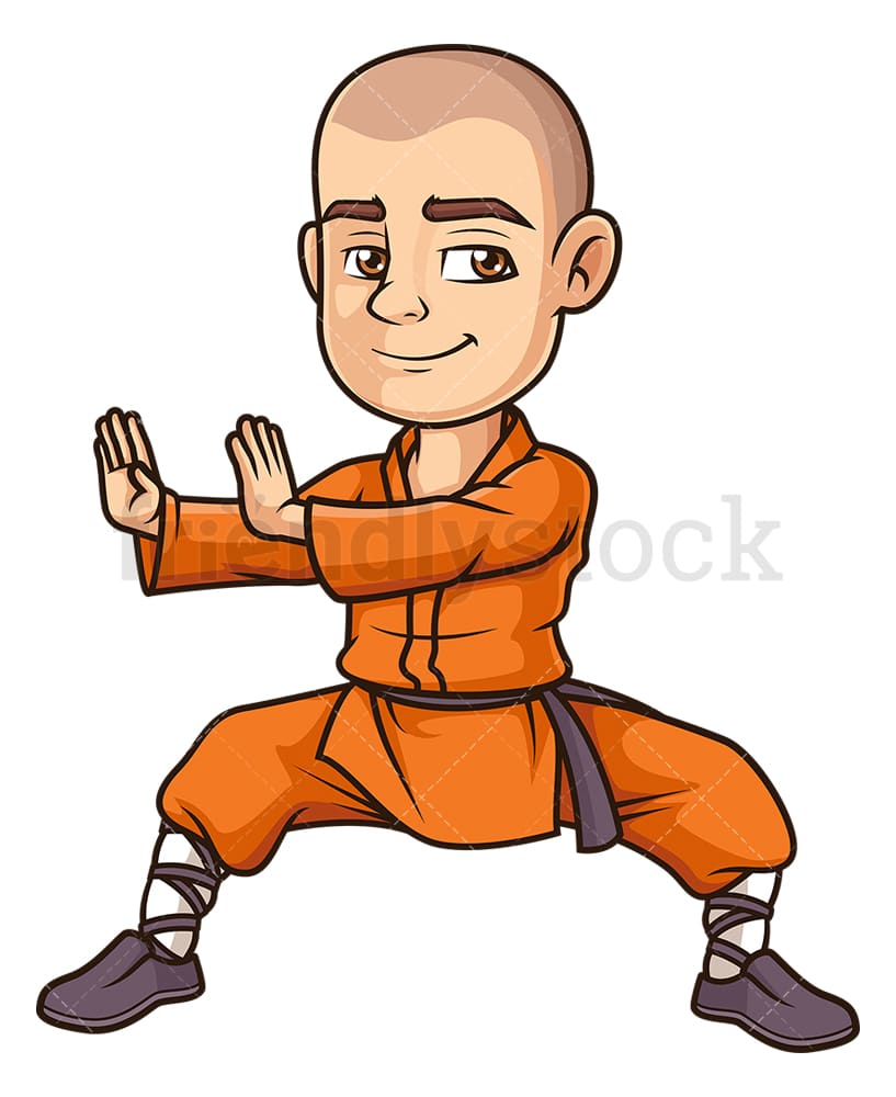 Shaolin Monk Balancing Cartoon Clipart Vector - FriendlyStock