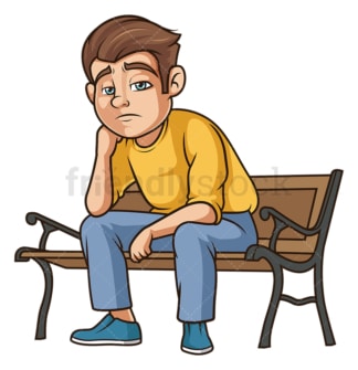 Sad Guy On Bench Cartoon Clipart Vector - FriendlyStock