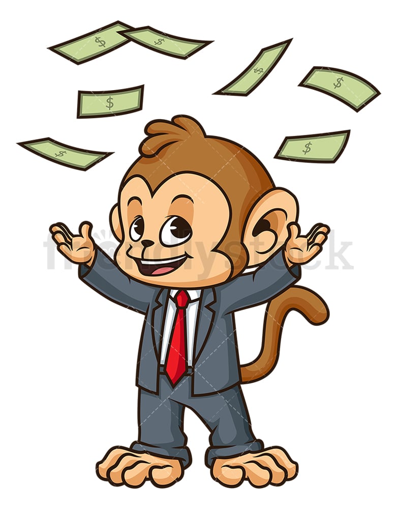 Cunning Monkey Businessman Plotting Cartoon Clipart Vector - FriendlyStock