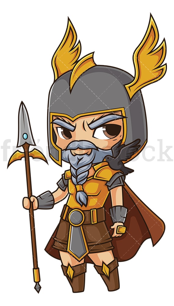 Chibi God Odin Cartoon Vector Clipart - FriendlyStock