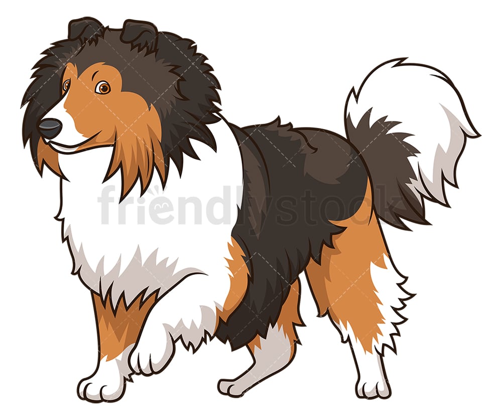 Cute Sheltie Puppy Cartoon Clipart Vector - FriendlyStock