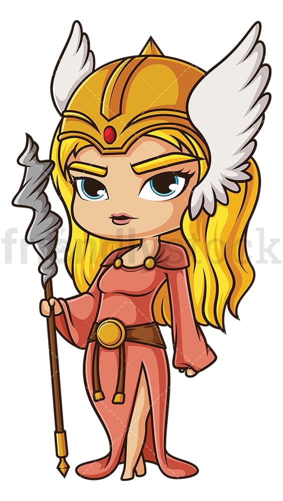 Chibi God Frigg Cartoon Vector Clipart - FriendlyStock