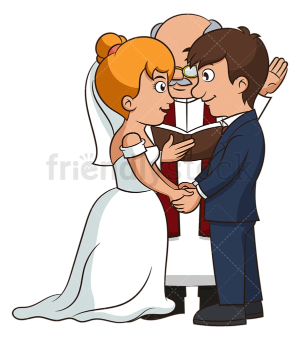 Couple Getting Married Cartoon Clipart Vector - FriendlyStock