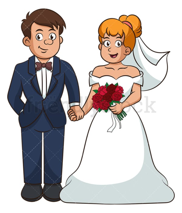 Couple Getting Married Cartoon Clipart Vector - FriendlyStock