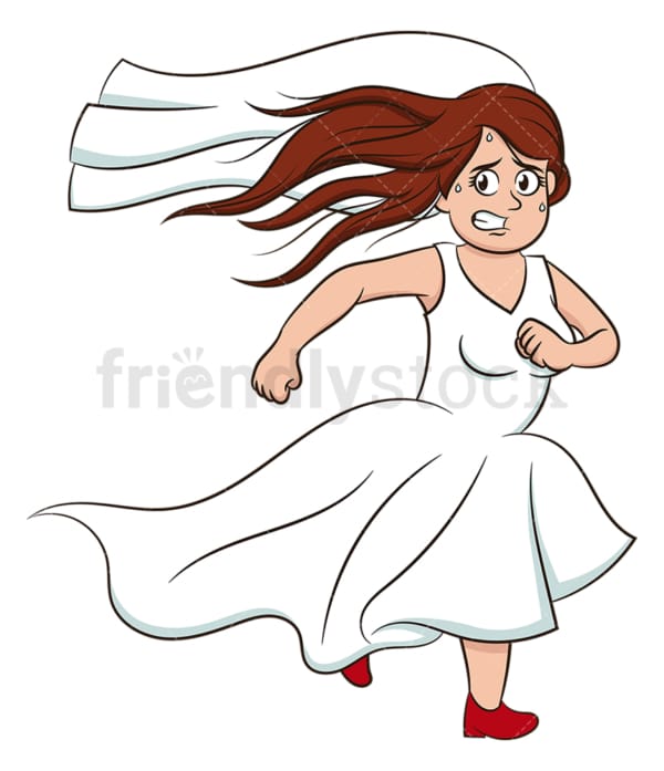 Bride Running Away Cartoon Clipart Vector - FriendlyStock