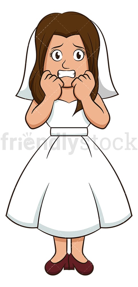 Scared Bride Wedding Cold Feet Cartoon Clipart Vector - FriendlyStock