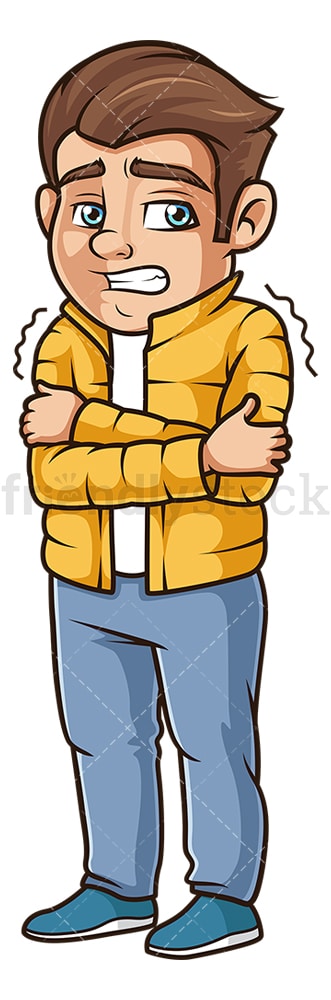Young Guy Shivering Cartoon Clipart Vector - FriendlyStock