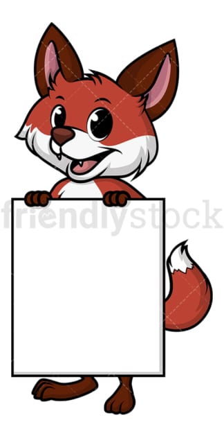 Fox Holding Blank Poster Cartoon Vector Clipart - FriendlyStock