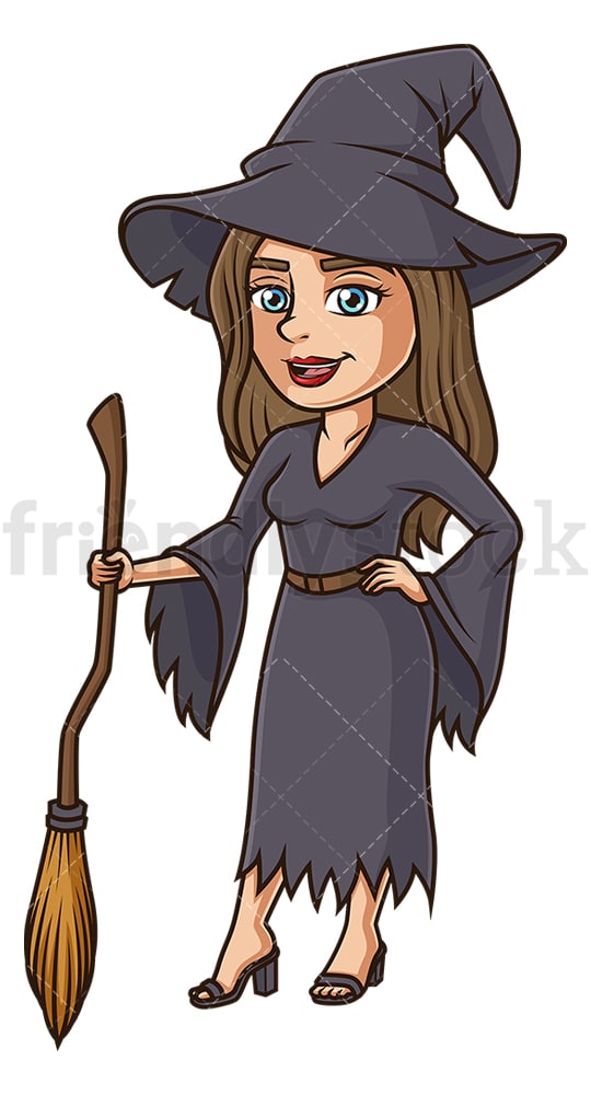 Woman Witch Costume Cartoon Clipart Vector - FriendlyStock