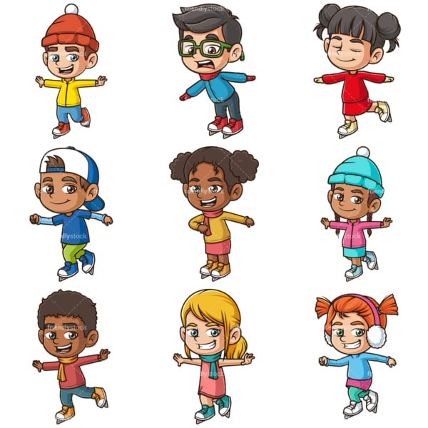 Scared Boy Ice Skating Cartoon Clipart Vector - FriendlyStock