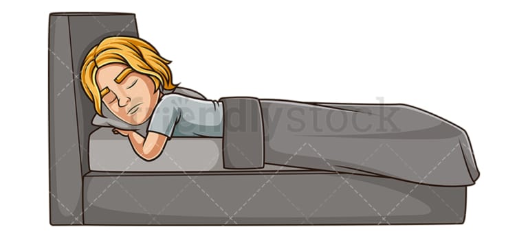 Black Man Sleeping In Bed Cartoon Clipart Vector - FriendlyStock