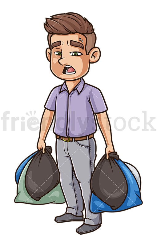 Man Holding Garbage Bags Cartoon Clipart Vector - FriendlyStock